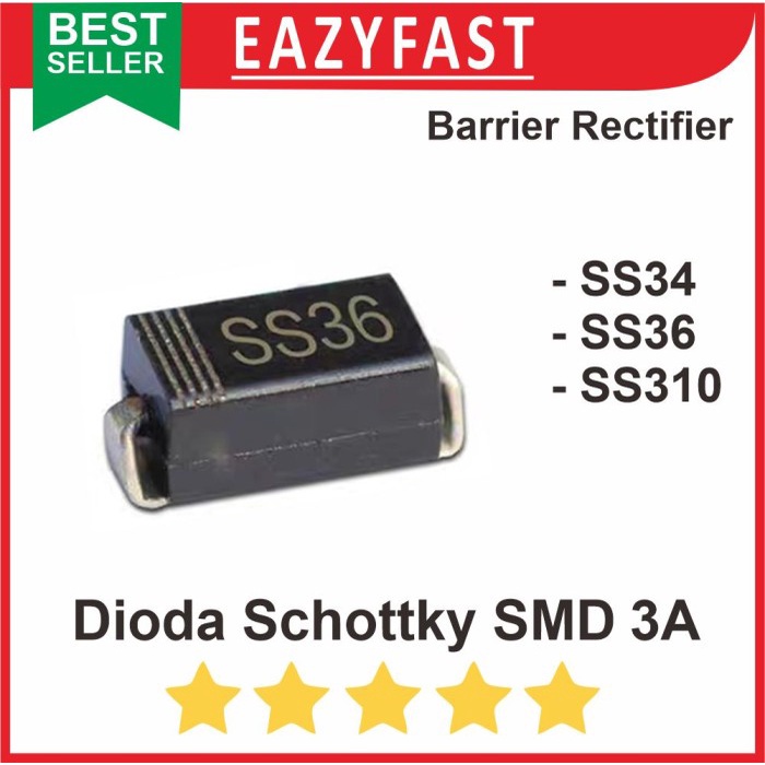 Jual Dioda Schottky SMD 3A SS34 SS36 1N5822 2 A Barrier Rectifier Diode D | Shopee Indonesia