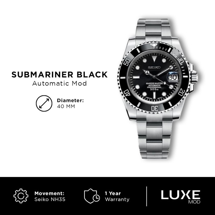 Jual Seiko Submariner Black Mod NH35 | Shopee Indonesia