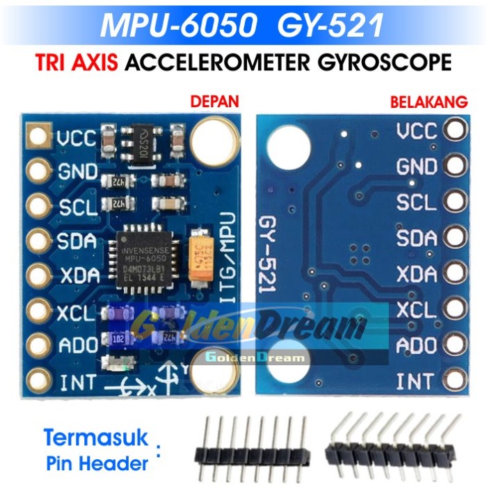 Jual GY-521 MPU-6050 3 Axis Accelerometer Gyroscope GY521 MPU6050 Sensor GY | Shopee Indonesia