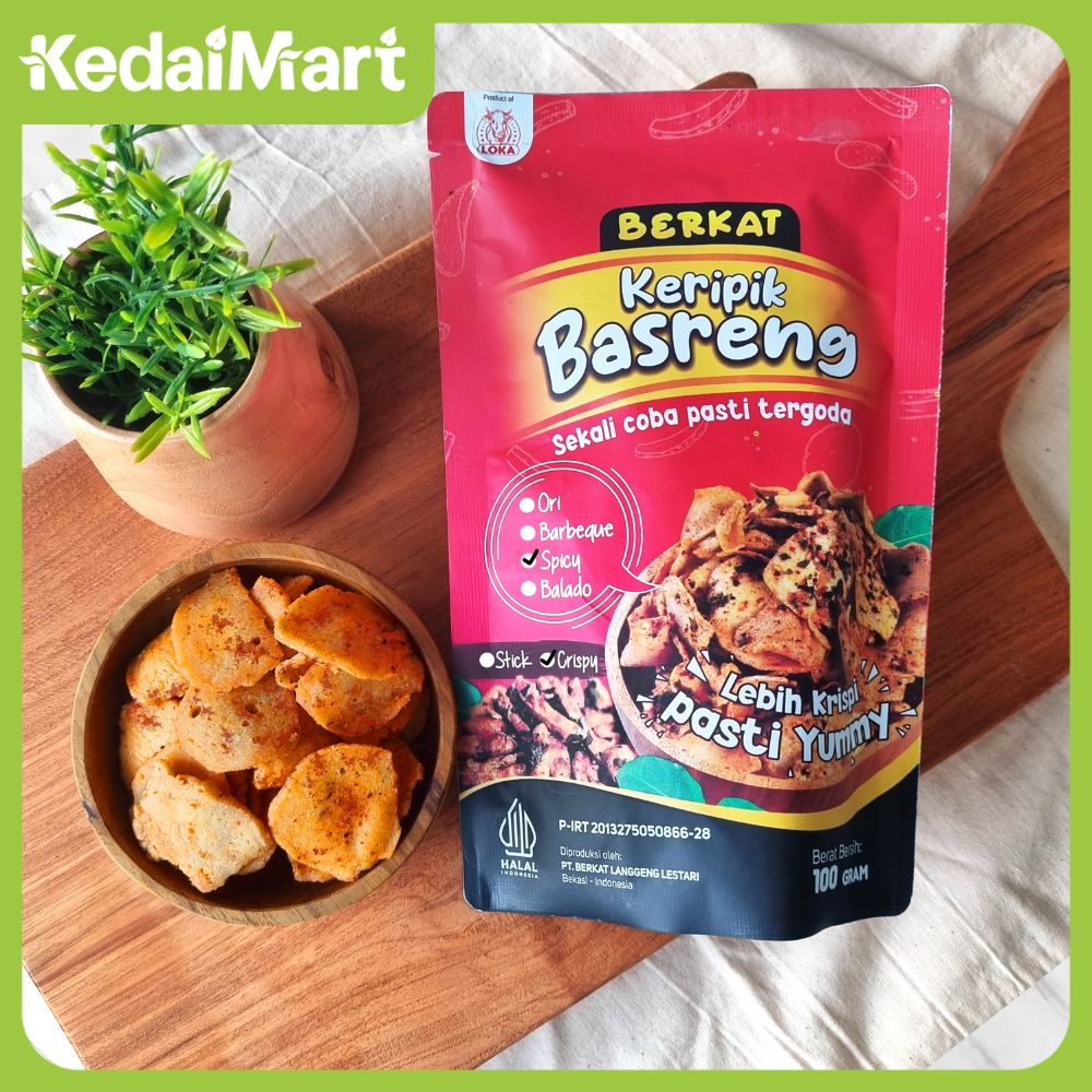 Jual Berkat Keripik Basreng Crispy Spicy Pouch 100 Gram | Shopee Indonesia