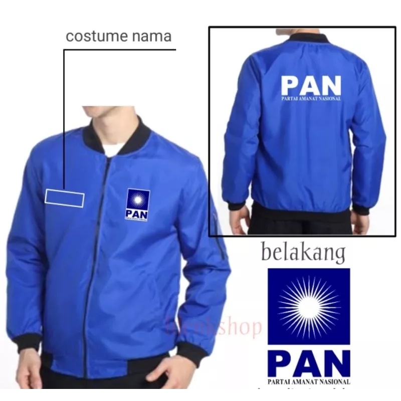 Jual JAKET BOMBER PARTAI LOGO PAN/TERBARU FREE NAME TIPE01 SIMPLE KEREN ...