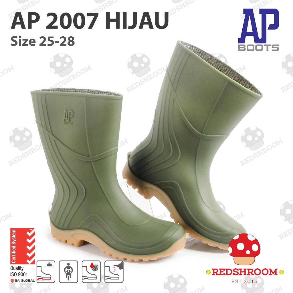 Jual Sepatu Boot Pendek AP 2007 AP Boots Hijau Karet Lokal Anti Air ...