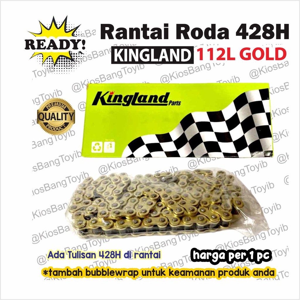Jual Rantai Sepeda Motor Rantai Roda Motor 428H - 112L GOLD (KINGLAND ...