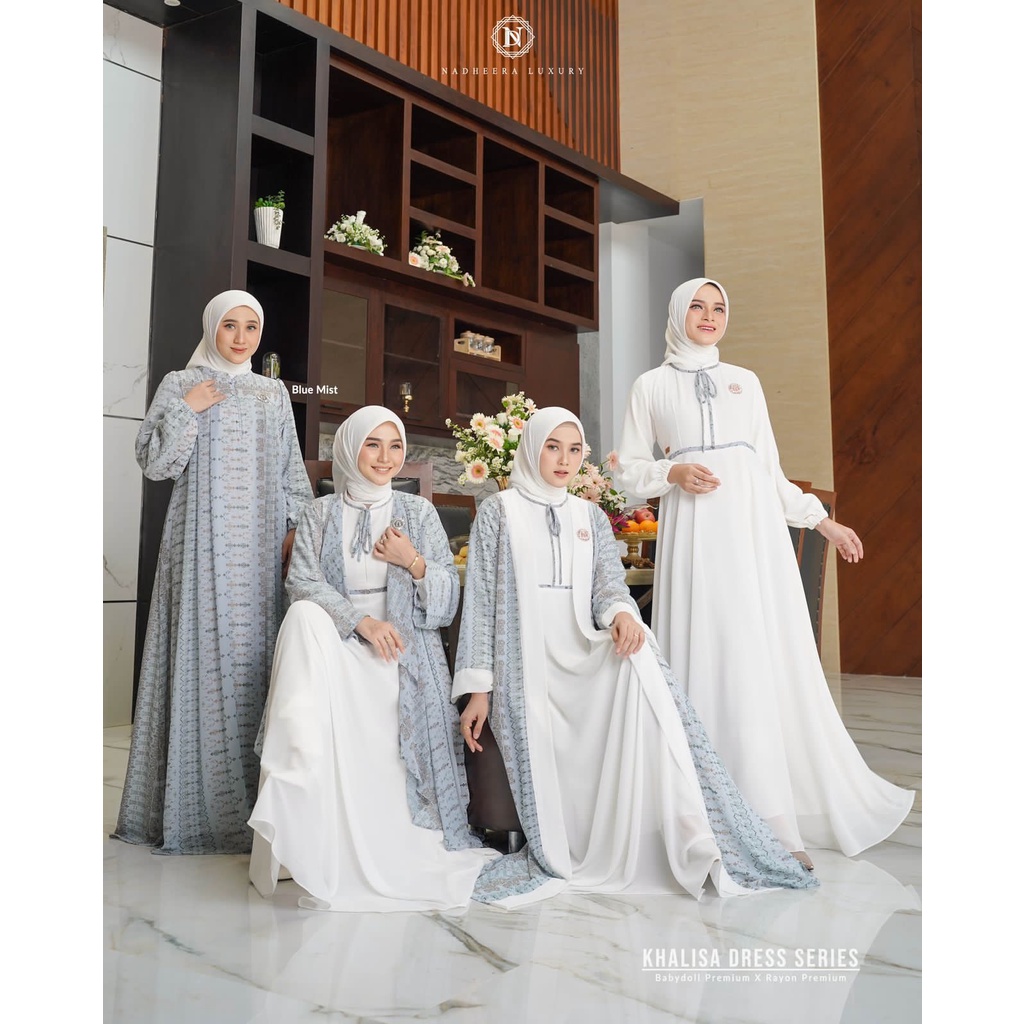 Jual Khalisa Dress, Inner dan Outer Blue Mist by Nadheera Luxury ...