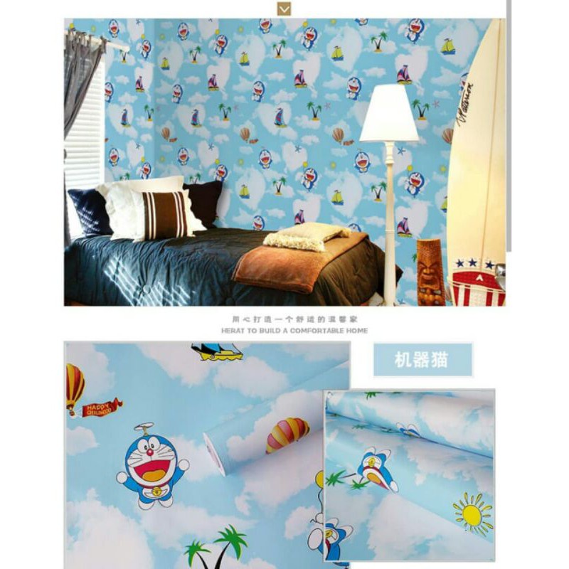 Jual Wallpaper Wall Sticker Welpeper Doraemon Holiday ukuran | Shopee ...