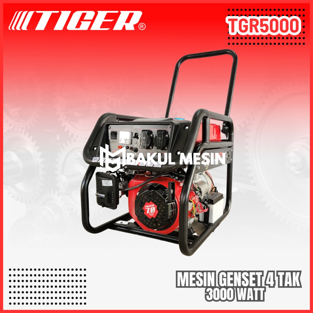 Jual TIGER TGR5000 Mesin genset bensin 3000watt generator set TGR 5000 ...