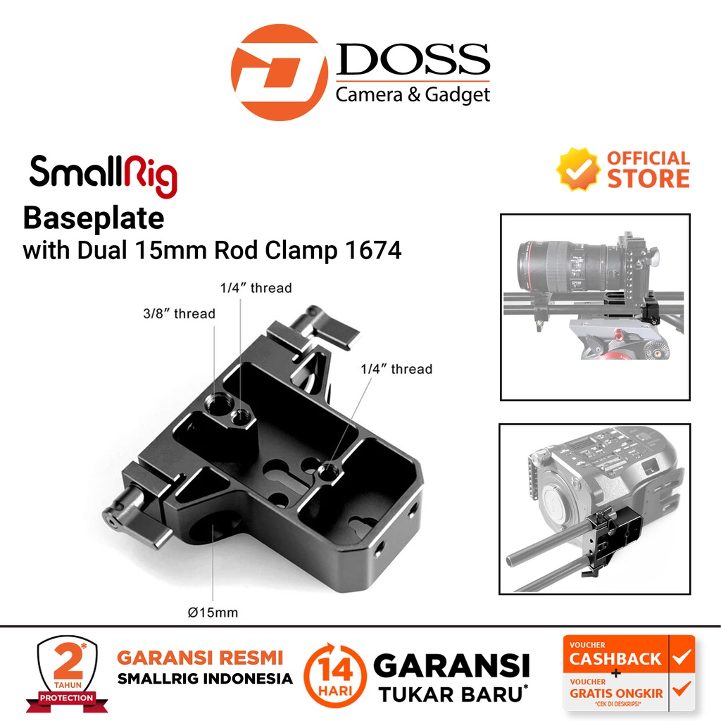 Jual SmallRig Baseplate with Dual 15mm Rod Clamp 1674 Base Plate ...