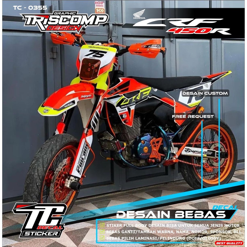 Jual Decal CRF 450R Stiker Decal CRF 450R Oren hijau stabillo cerah ...