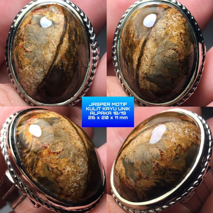 Jual Cincin Batu Akik Natural Jasper Motif Gambar Lukisan Kulit Kayu ...