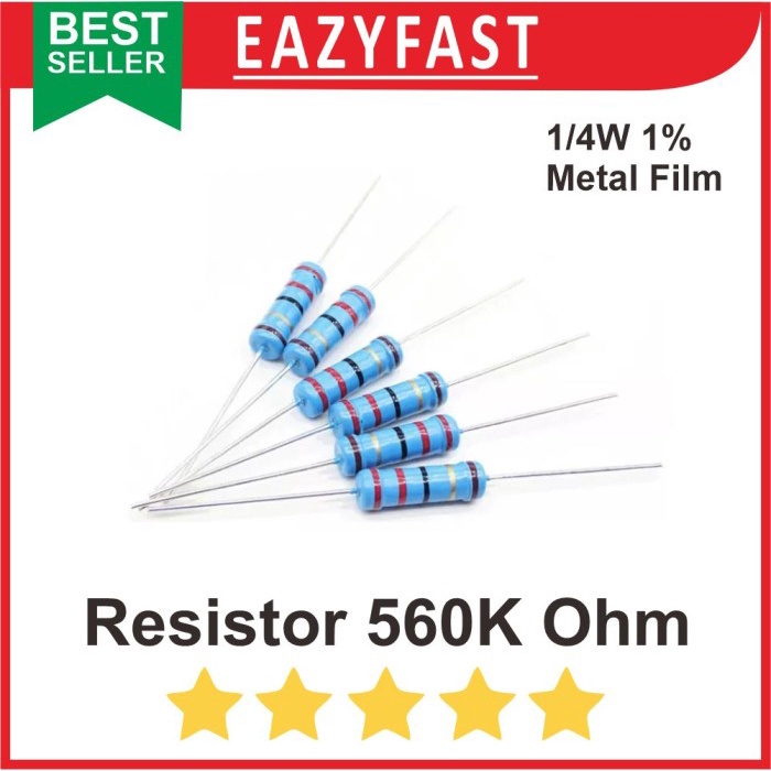 Jual Resistor R 560 K 560K R560K Ohm 1/4W 1/4 Watt Metal Film Biru DIP ...