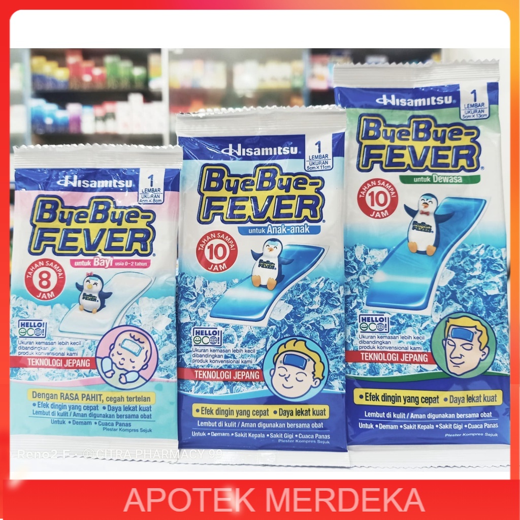 Jual BYE BYE FEVER Bayi Anak Dewasa Plester Kompres Demam 1 Lembar ...