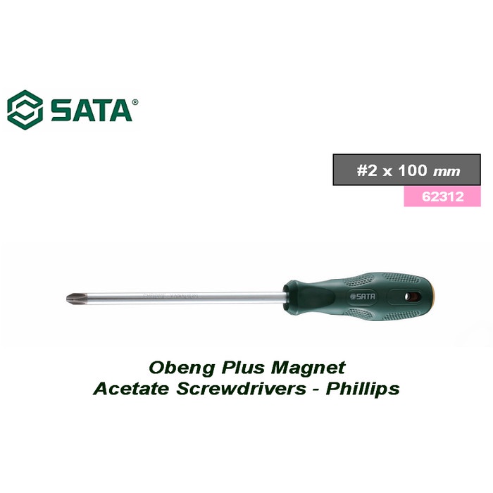 Jual SATA OBENG 62312 A-SERIES PHILLIPS SCREWDRIVER #2X100MM | Shopee ...