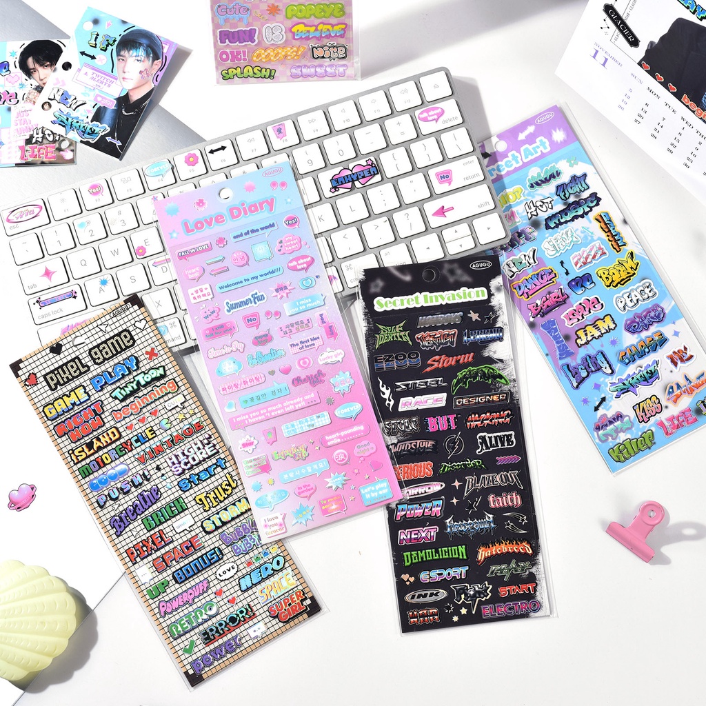 Jual [HARU] Character Password Sticker Sheet Words Quote Cool Sticker ...