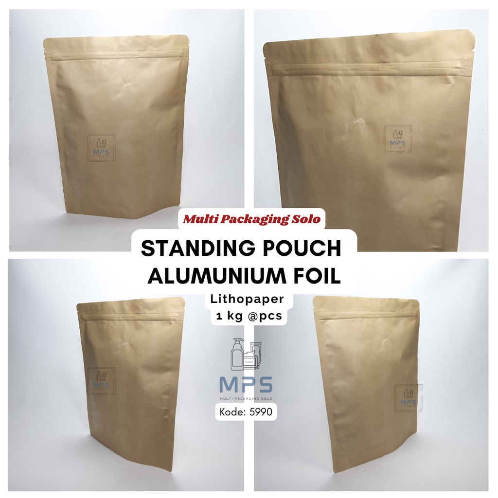 Jual Standing Pouch Alu Foil Lithopaper 1 Kg @ Pcs / Standing Pouch ...