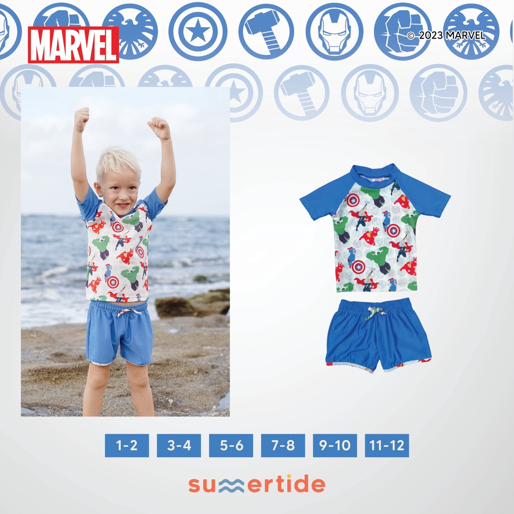 Jual Marvel Avengers Assemble Summertide Boys Short-Sleeve Rash Guard ...