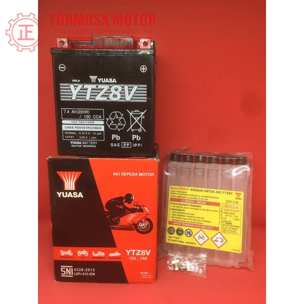 Jual AKI KERING YUASA YTZ8V MF MOTOR XMAX 250 , MT250 , ADV 250 , R25 , CBR250RR , KLX ORIGINAL ...