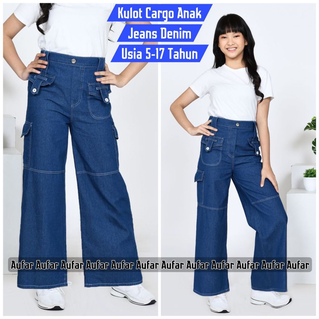 Jual CELANA KULOT JEANS ANAK PEREMPUAN TERBARU USIA 5-17 TAHUN JEANS HIGHWAIST CARGO | Shopee ...