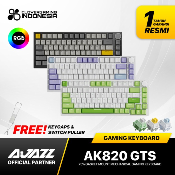 Jual Ajazz AK820 GTS Wired Gaming Mechanical Keyboard 75% Gasket Mount | Shopee Indonesia