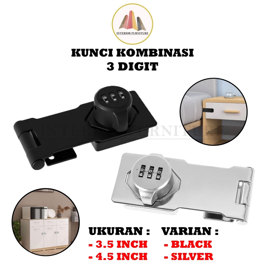 Jual Kunci Gembok Anti Theft Kunci Kombinasi 3Digit Kunci Loker ...