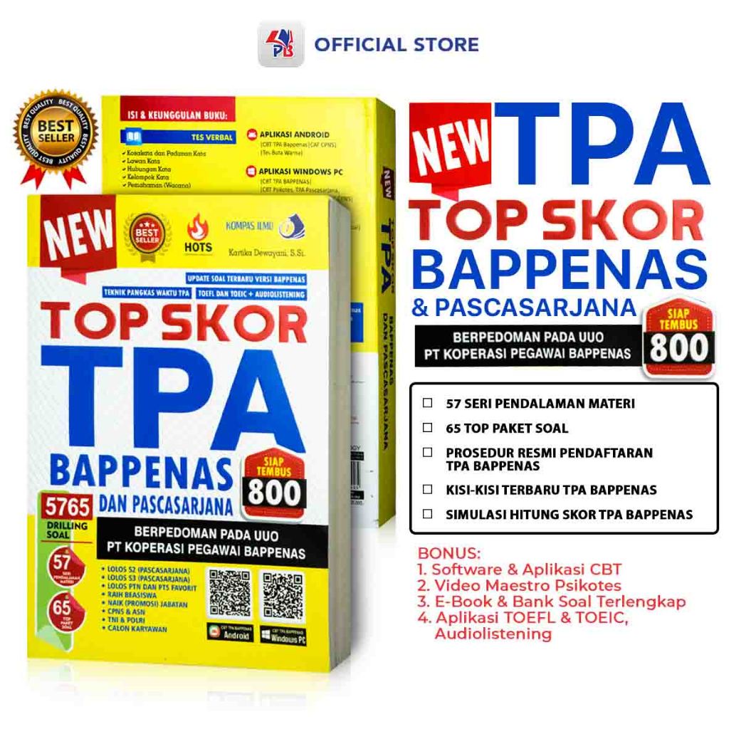 Jual Buku Tes Potensi Akademik TPA / New Top Skor TPA BAPPENAS Dan ...
