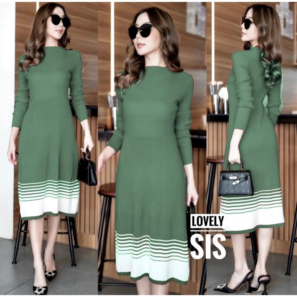 Jual DF - Dress Shasa Maxi Rajut Fashion Wanita Muslim | Shopee Indonesia