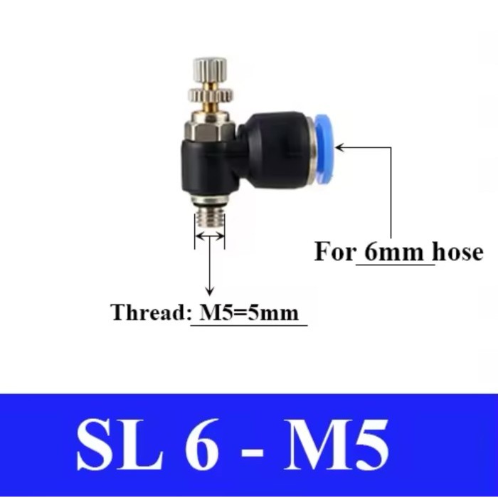 Jual SL 6-M5 Pneumatic Fitting Speed Control 6mm Ke Drat Luar M5 / 5mm | Shopee Indonesia