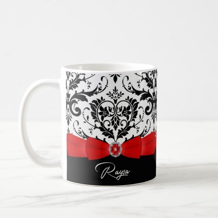 Jual Custom Mug Custom Nama Tema Pink Black Vintage White Damask ...