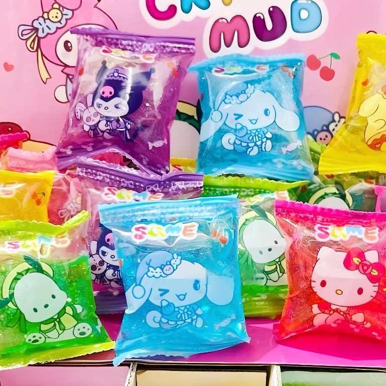 Jual Slime Crsytal Mud Glitter Mainan anak isi 6 pcs per pack Karakter Labubu Sanrio Dino ...