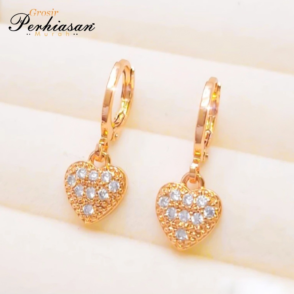 Jual Anting Gantung Wanita Terlaris Motif Love Full Permata 24K amanah ...