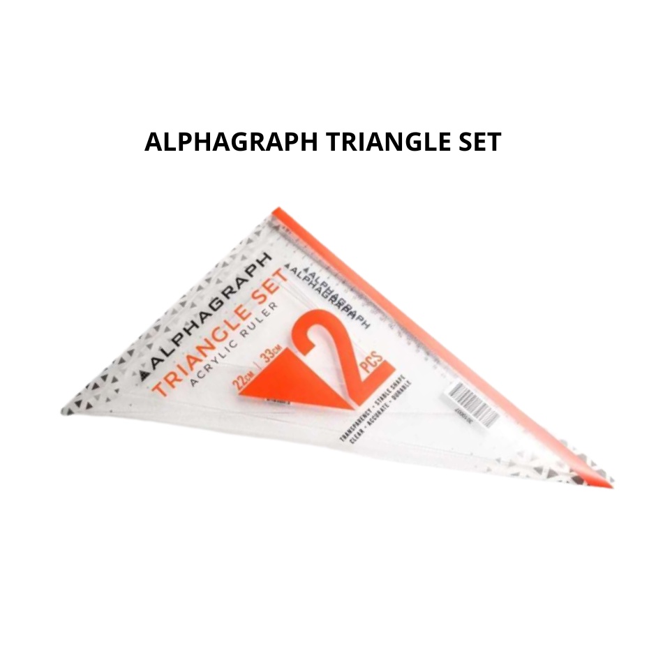 Jual PENGGARIS ALPHAGRAPH TRIANGLE SET / ALPHAGRAPH ACRYLIC RULER ...