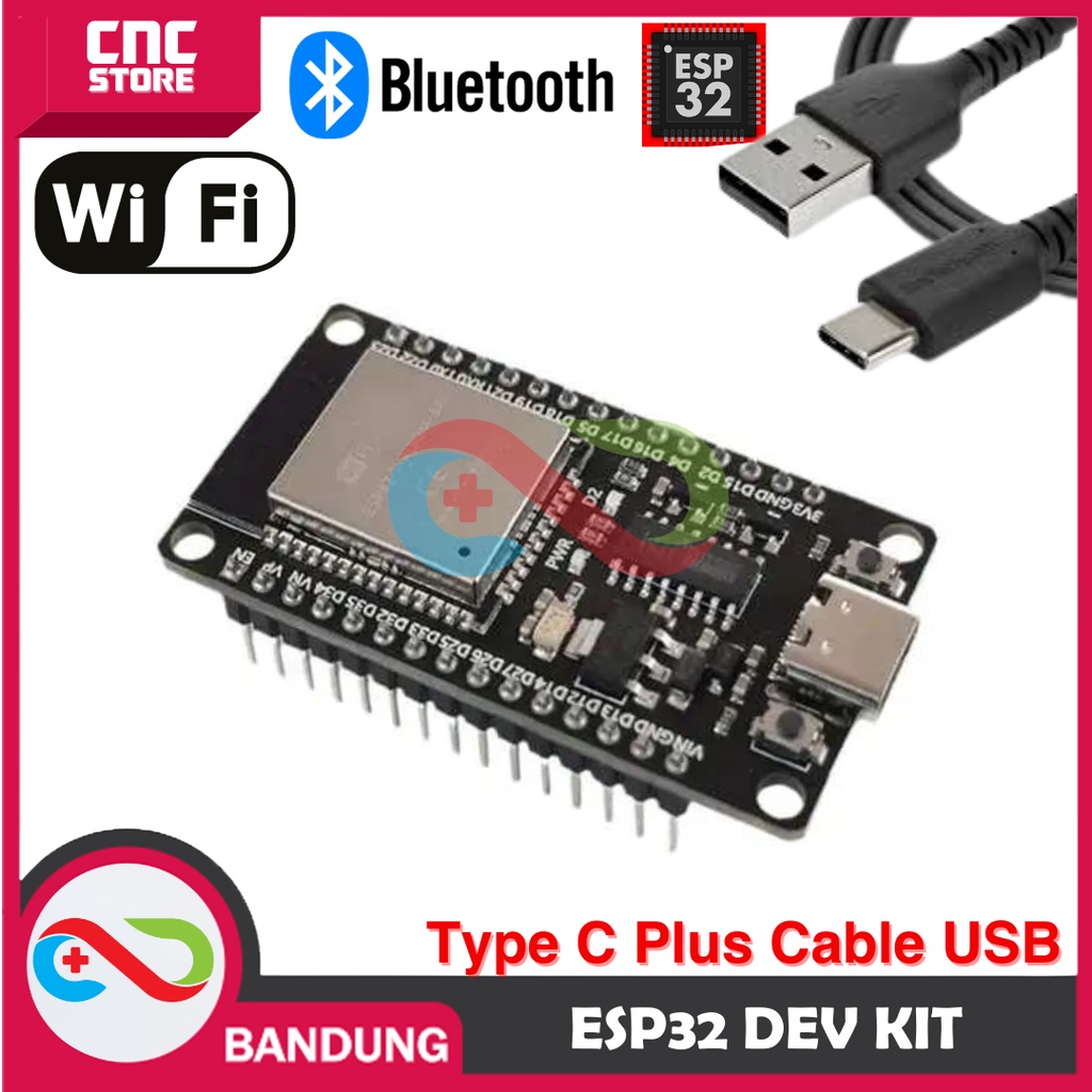 Jual ESP32 ESP-32 DOIT WIFI BLUETOOTH IOT ESP32S DEVELOPMENT BOARD CH340 TYPE-C PLUS KABEL DATA ...