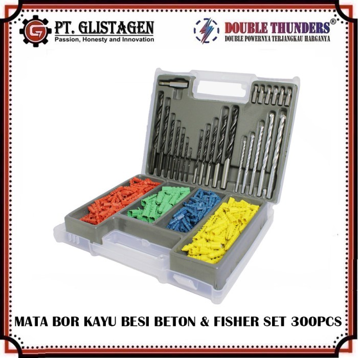 Jual Mata Bor Set Kayu Besi Beton Obeng Mata Bor Set 300 Pcs Box ...