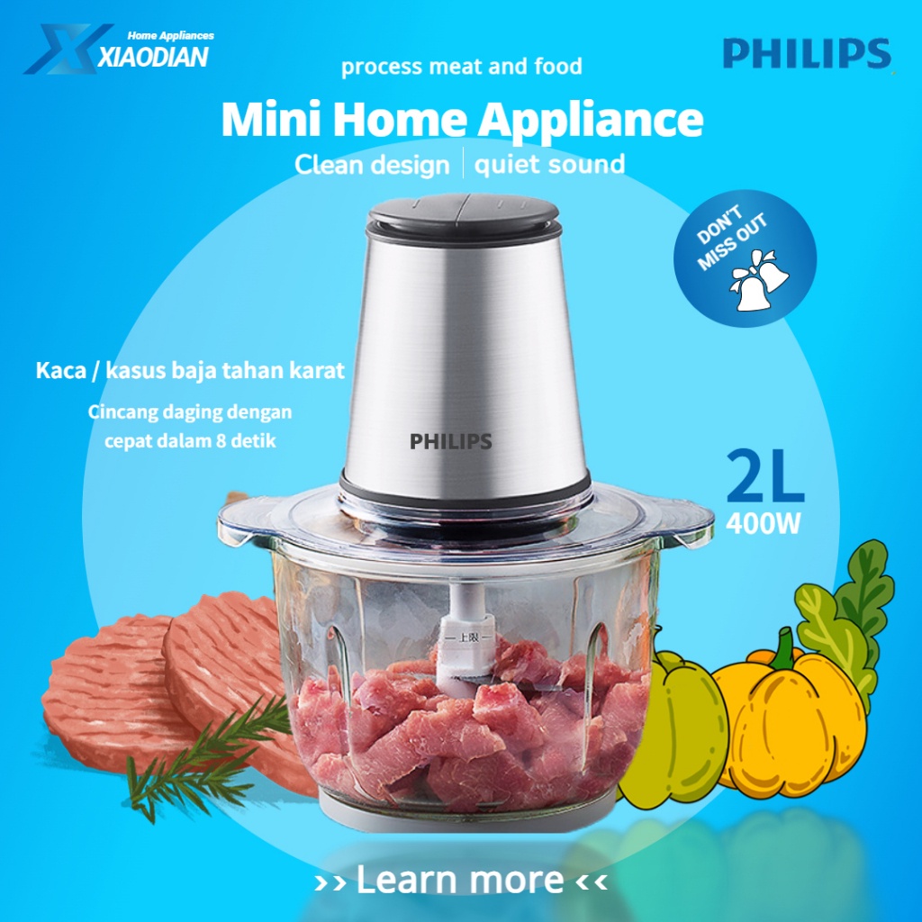 Jual PHILIPS Blender 2L daging serbaguna Stainless Steel food chopper ...