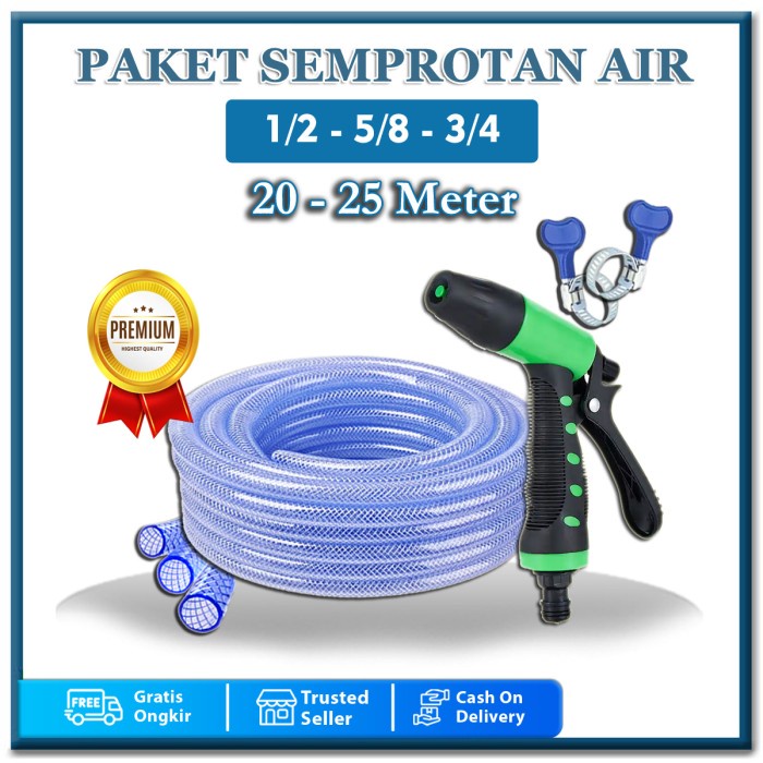 Jual SEPAKET SEMPROTAN SELANG AIR 20 25 METER 1 ROL JET SPRAY SELANG TAMAN SERAT BENANG ...