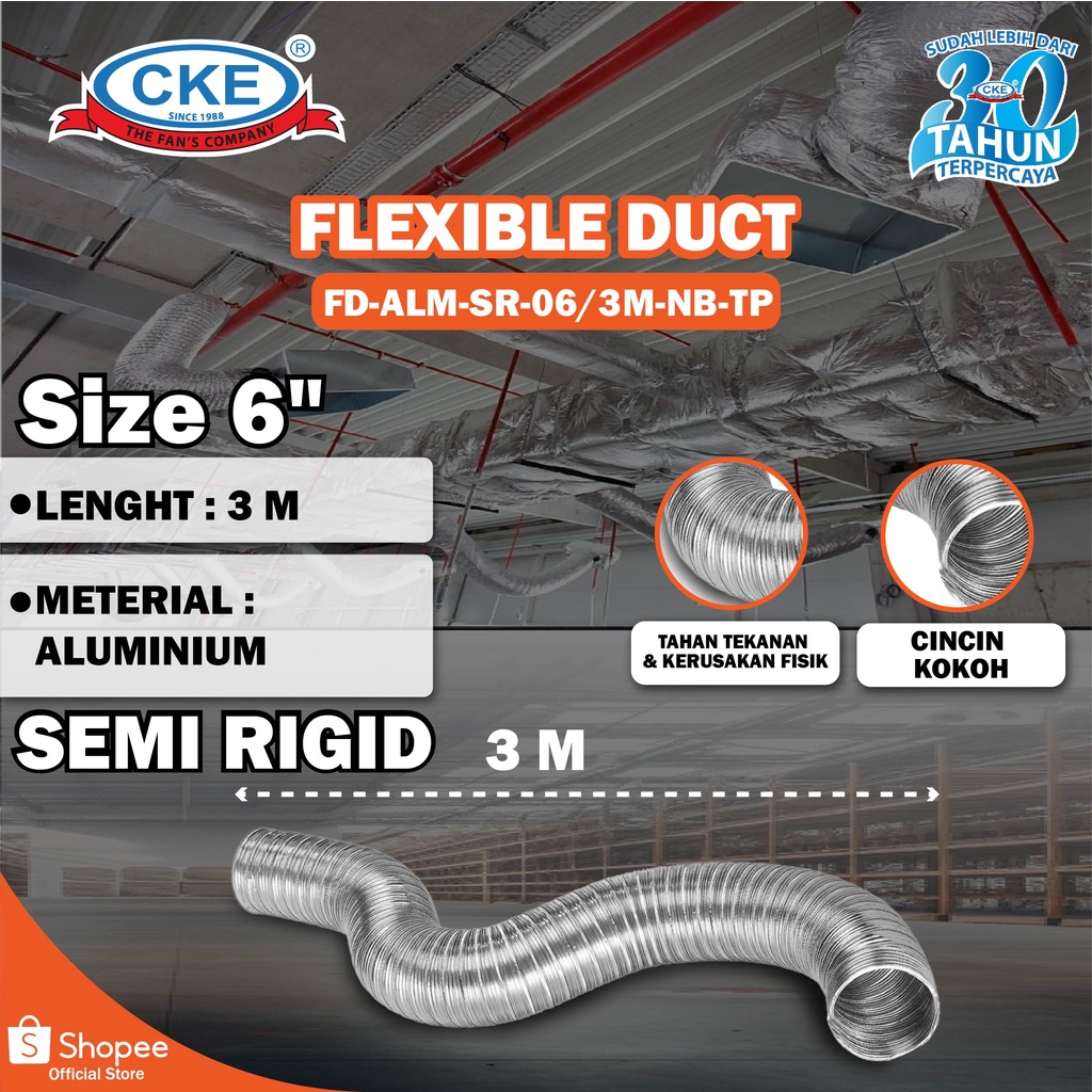 Jual Aluminium Selang Flexible Ducting Semi Rigid 6" Inch 15 CM - 3 meter | Shopee Indonesia