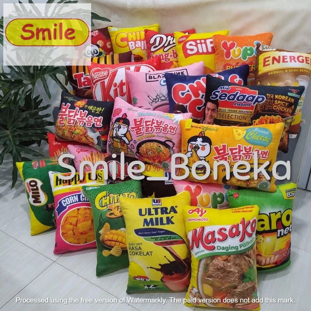 Jual S Boneka/Bantal Snack/Bantal Indomie/Bantal Camilan M Mix | Shopee ...