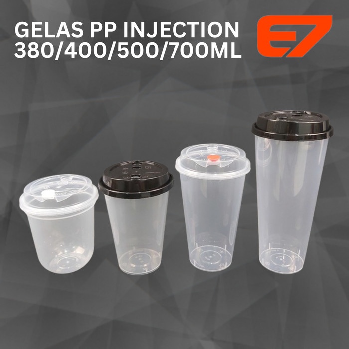 Jual Gelas Plastik PP Cup Injection 380ml/400ml/500ml/700ml (Cup + Lid + Stopper)(isi 25pcs ...
