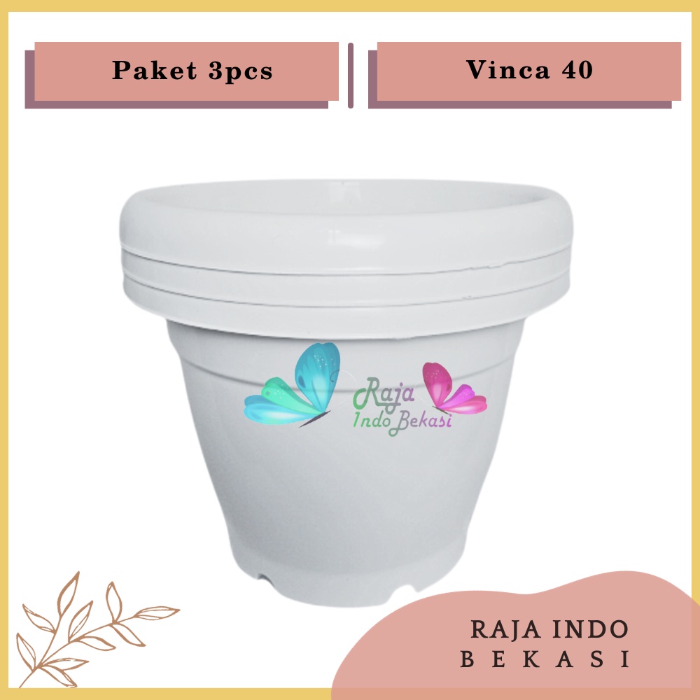 Jual Paket 3pcs Pot Bunga Vinca 40 Putih Merah Bata Coklat Hitam Pot ...