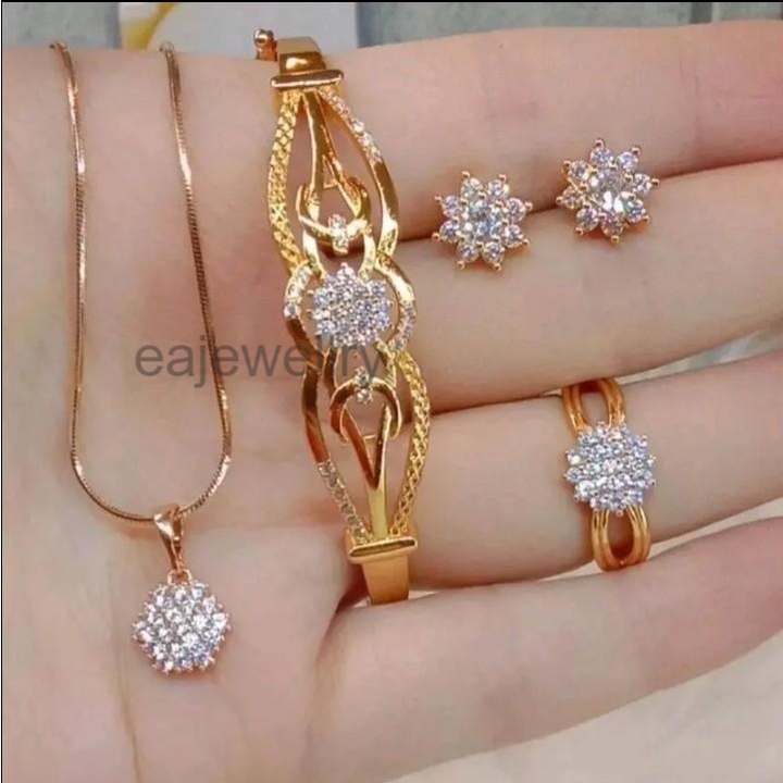 Jual 1 set perhiasan emas dewasa asli 24 karat mewah elegan simple ...