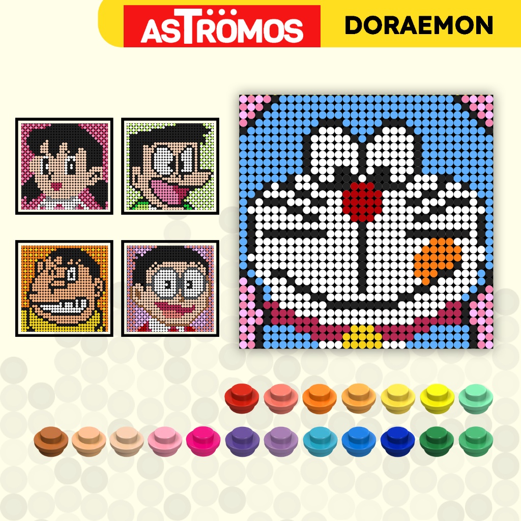 Jual KS3D Build By Number 32x32 Doraemon DIY Balok Lukisan Mosaik Pixel ...