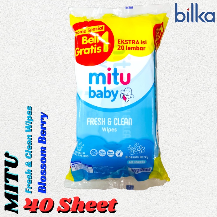 Jual MITU Fresh & Clean Wipes Blossom Berry 40sheet | Shopee Indonesia