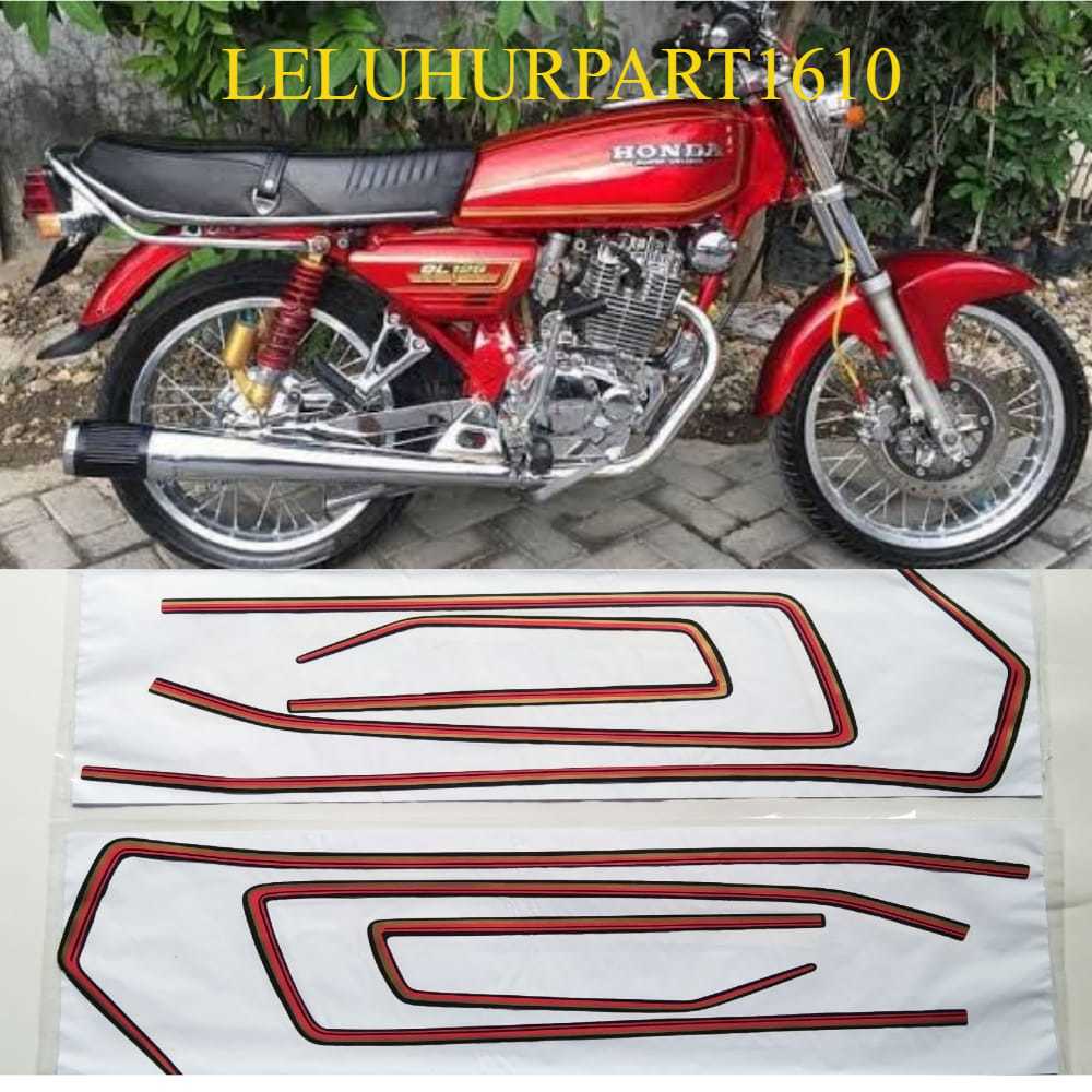 Jual Stiker striping sticker lis motor GL 100 cacing 1982 Hitam merah ...