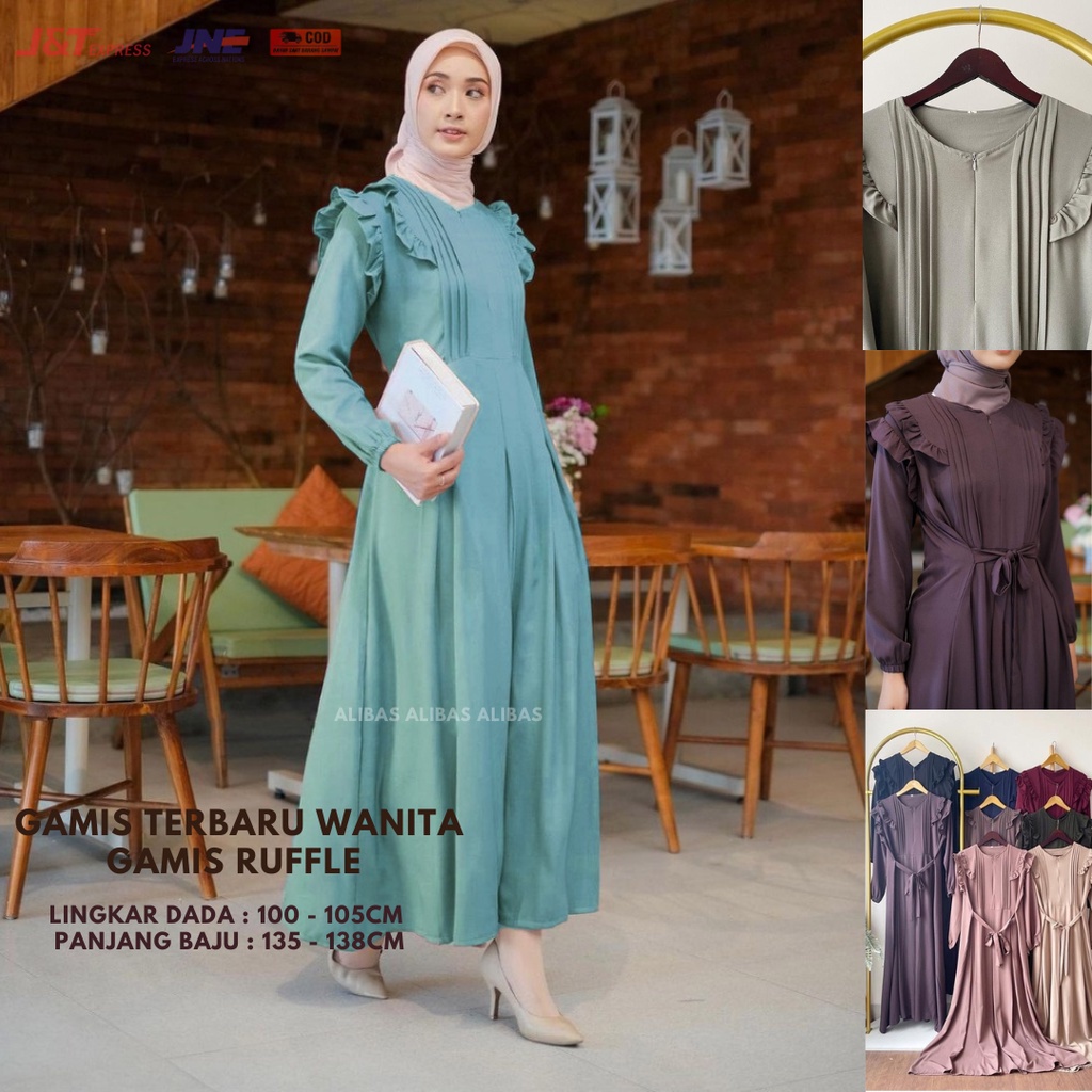 Jual gamis terbaru ruffle baju gamis wanita remaja pakaian muslim ...