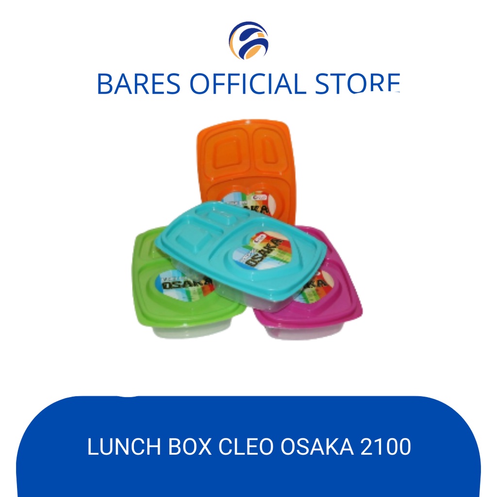 Jual Kotak Bekal Plastik Cleo OSaka 2100 + Sendok Makan | Shopee Indonesia