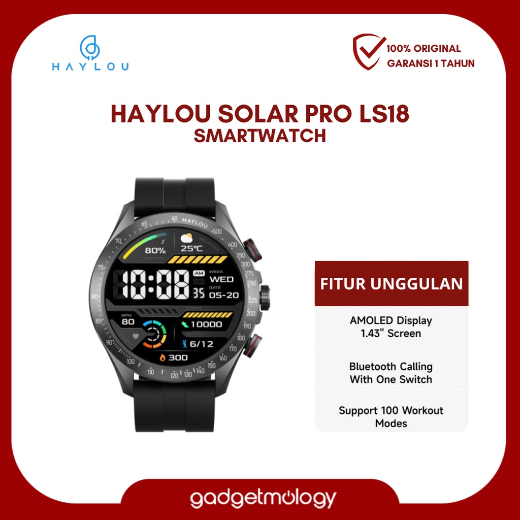 Jual HAYLOU Solar Pro LS18 Smartwatch AMOLED Screen 1.43" Always On ...