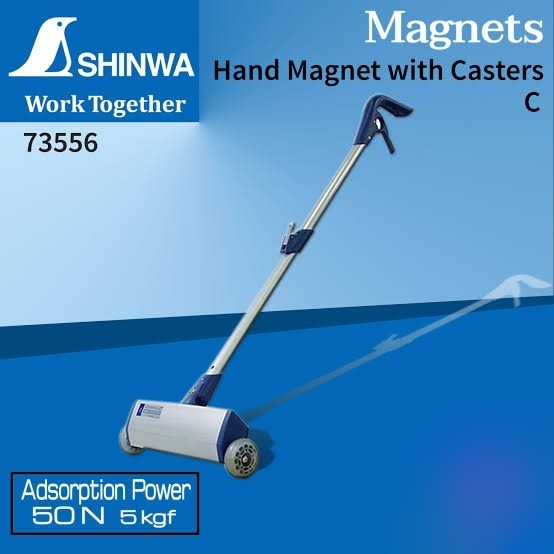 Jual SHINWA 73556 Penyapu Sampah Besi Paku Hand Magnet C with caster ...