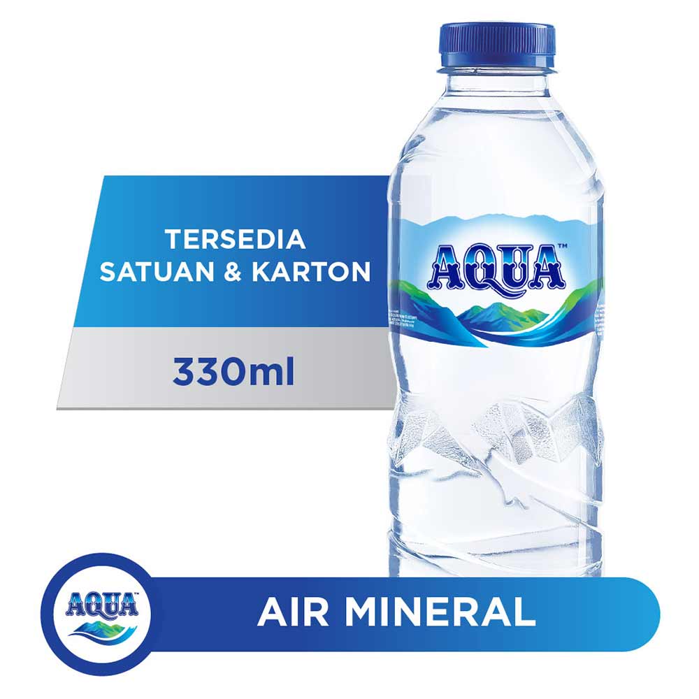 Jual AQUA Air Mineral Botol 330 ML / Air kemasan botol Satuan 330ml | Shopee Indonesia