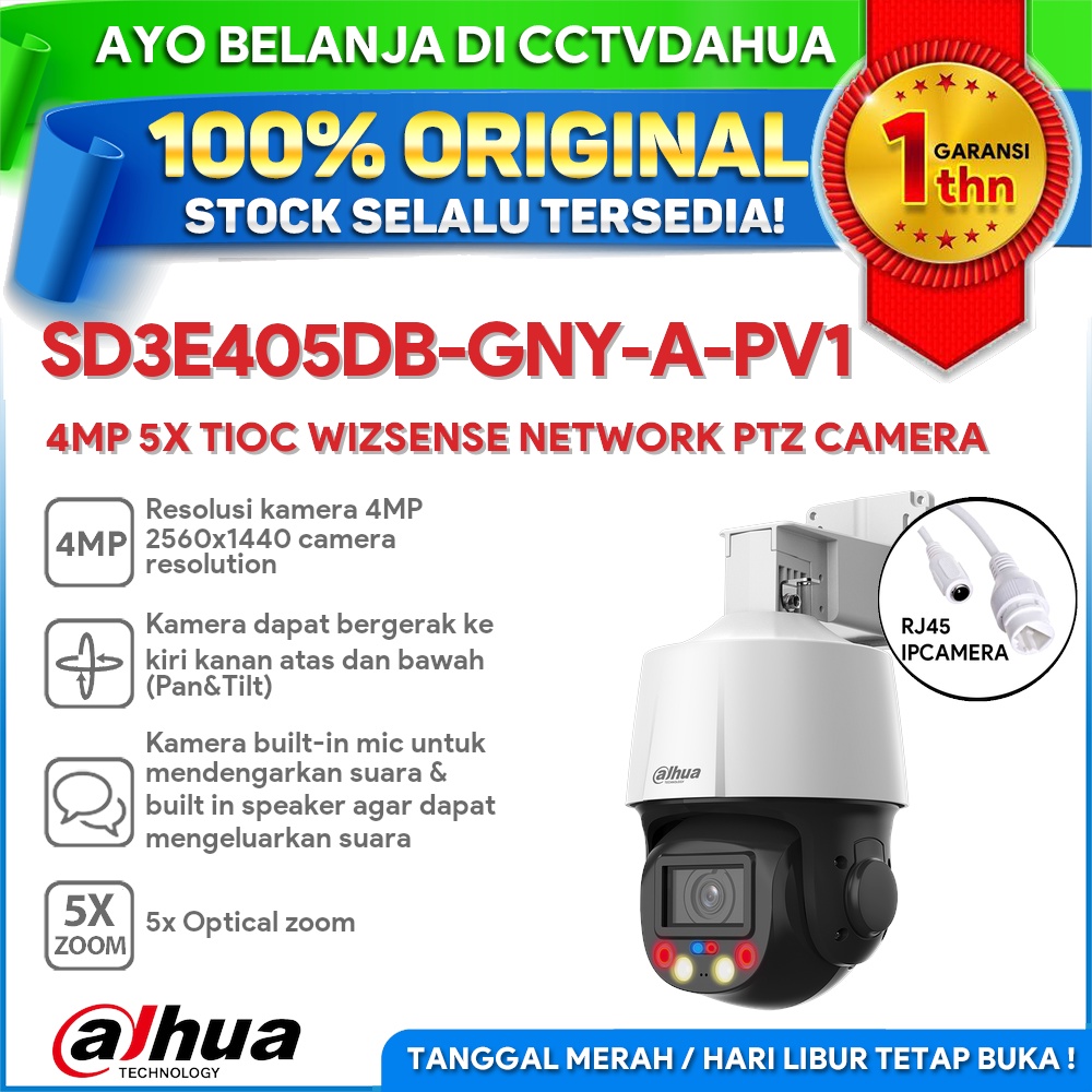 Jual DAHUA SD3E405DB-GNY-A-PV1 4MP 5X TIOC WIZSENSE NETWORK PTZ CAMERA | Shopee Indonesia
