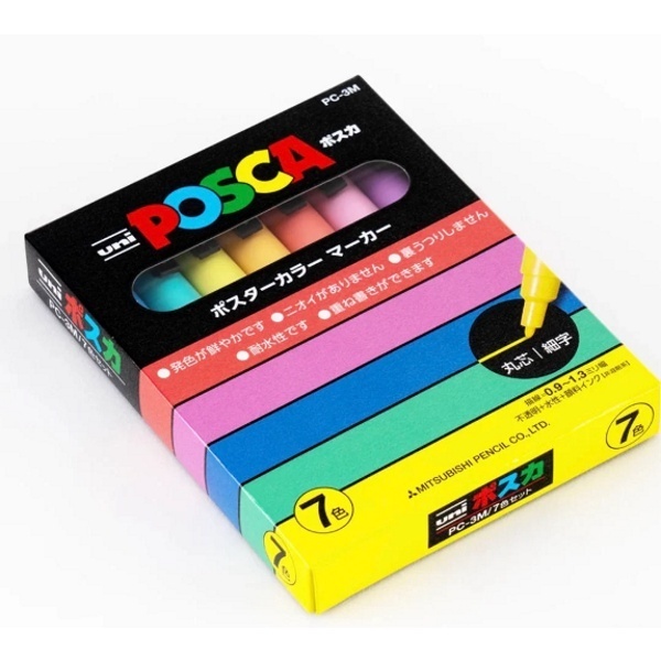 Jual Uni Posca Paint Marker PC-3M Fine Point Set 7 Pastel Colours ...