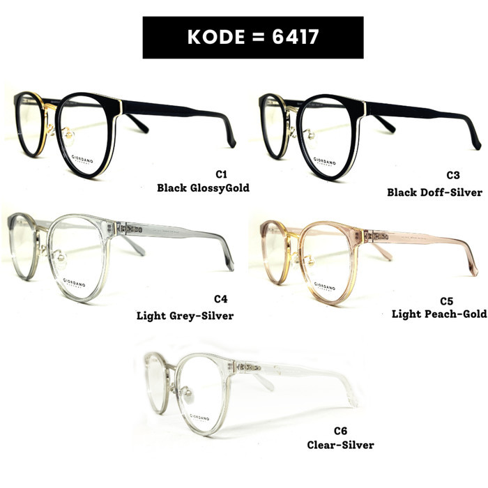 Jual Frame Kacamata Pria / Wanita GRD 6417 Lebar Frame 139 mm Size 51 Model Bulat Full Frame ...